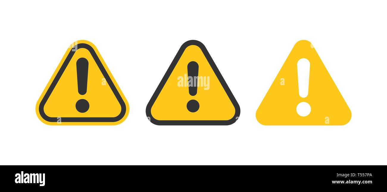 Exclamation mark set icons in flat style. Danger alarm collection ...