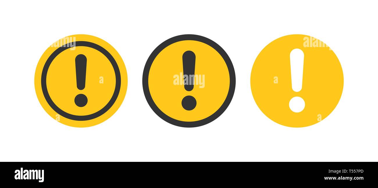 Exclamation mark set icons in flat style. Danger alarm collection ...