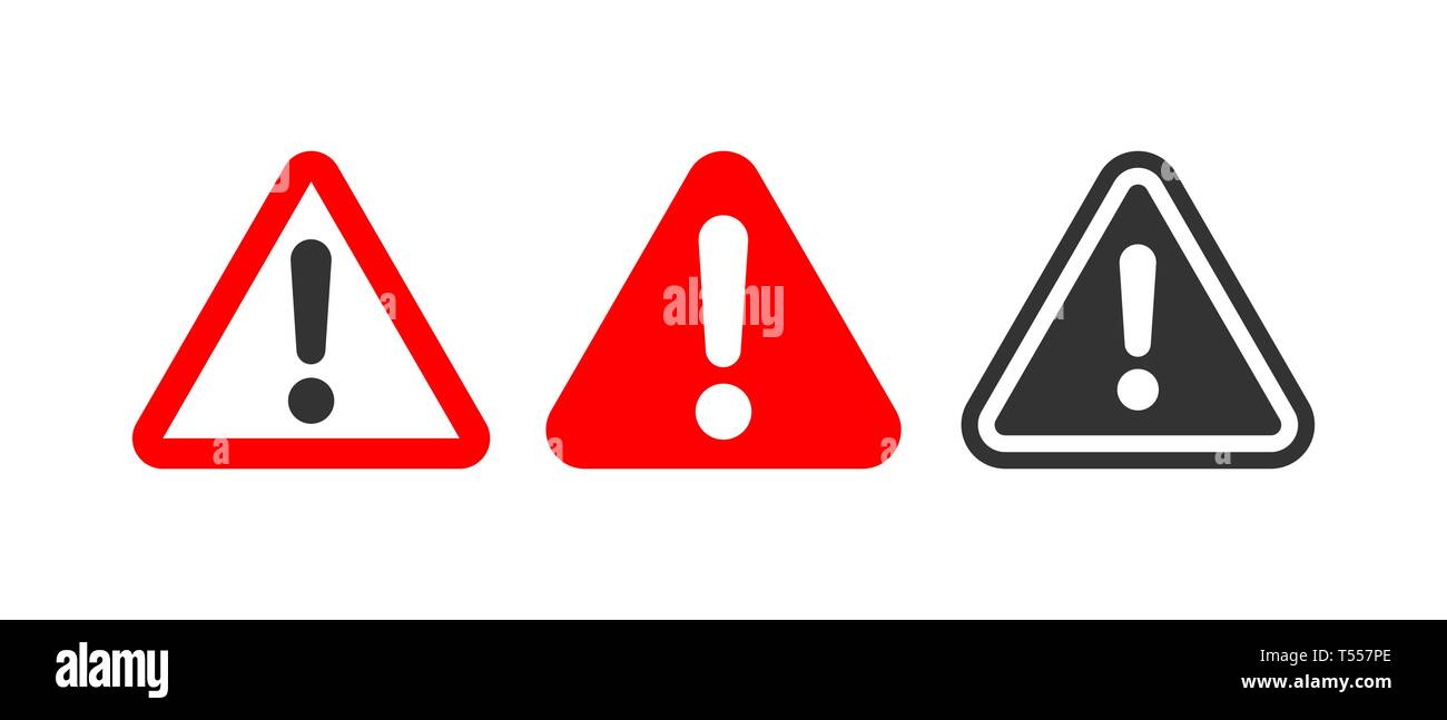 Exclamation mark set icons in flat style. Danger alarm collection ...