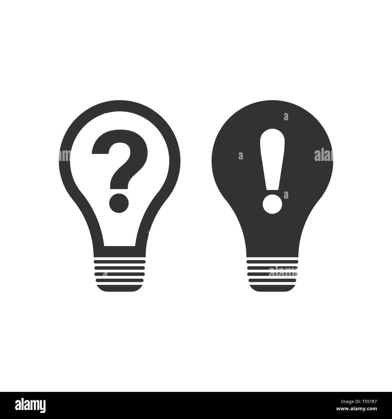Problem solution icon in flat style. Light bulb idea vector ...