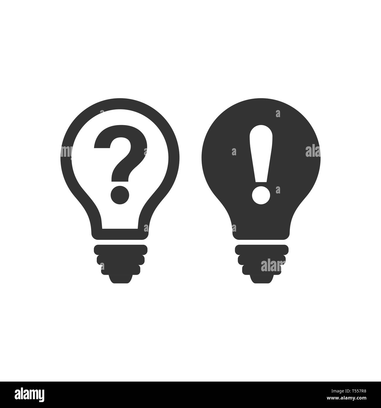 Problem solution icon in flat style. Light bulb idea vector ...