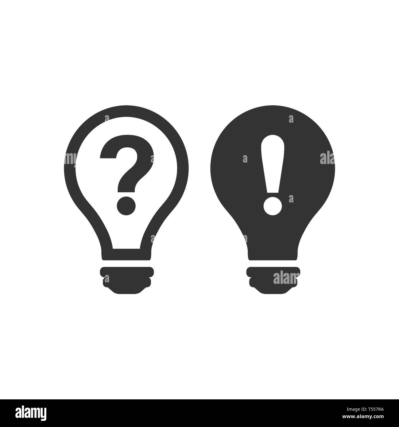 Problem solution icon in flat style. Light bulb idea vector ...