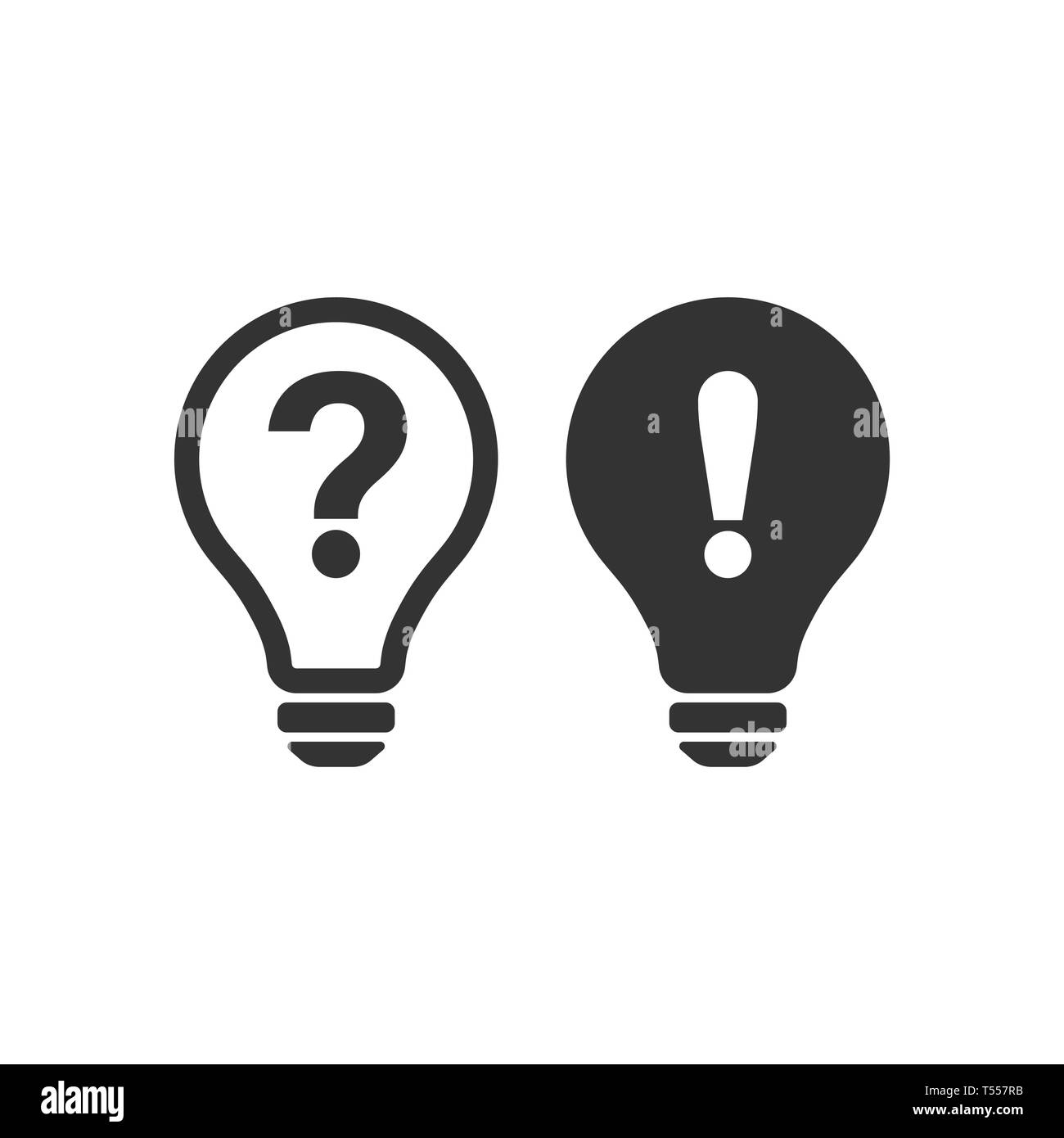 Problem solution icon in flat style. Light bulb idea vector ...