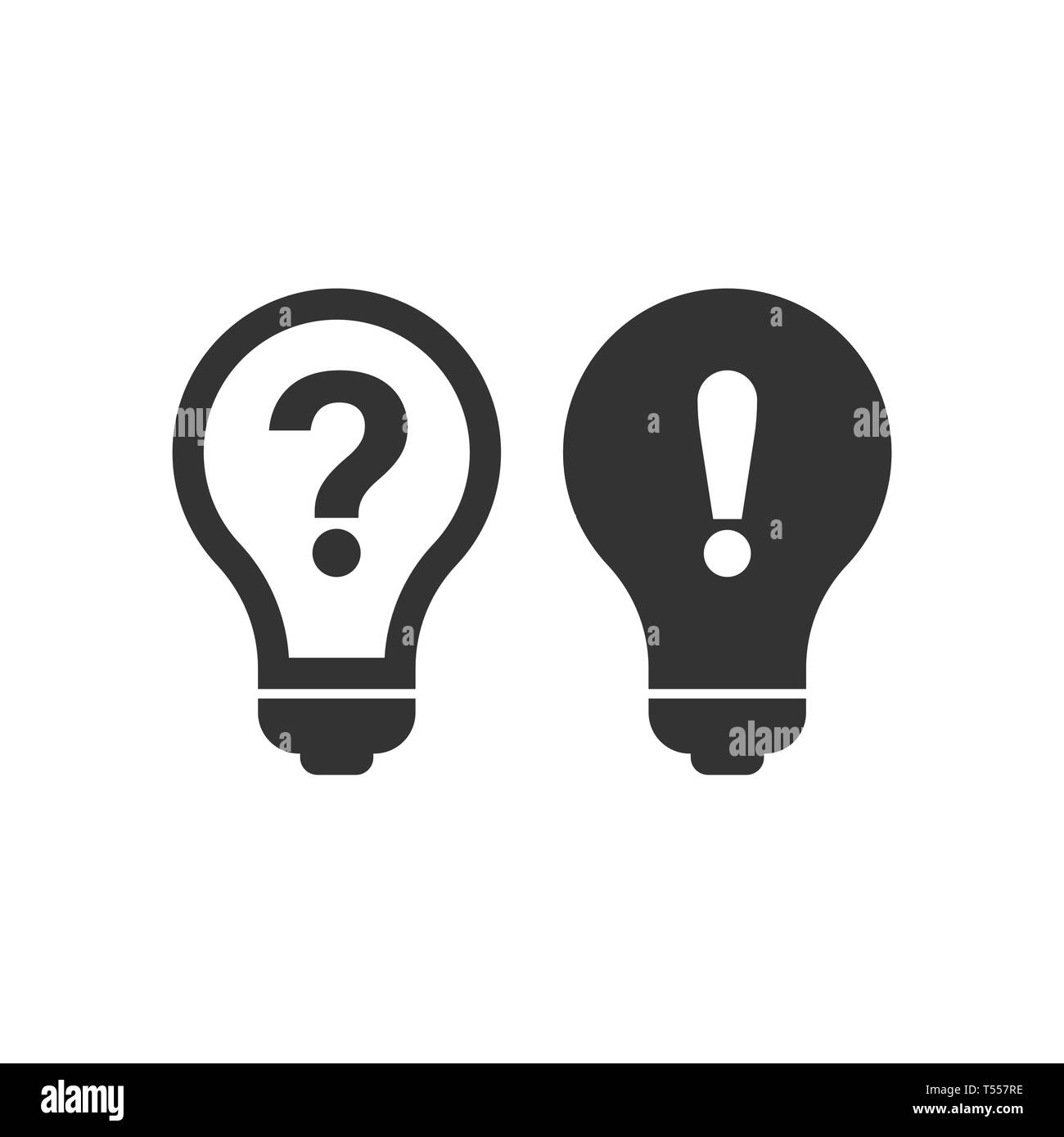 Problem solution icon in flat style. Light bulb idea vector ...