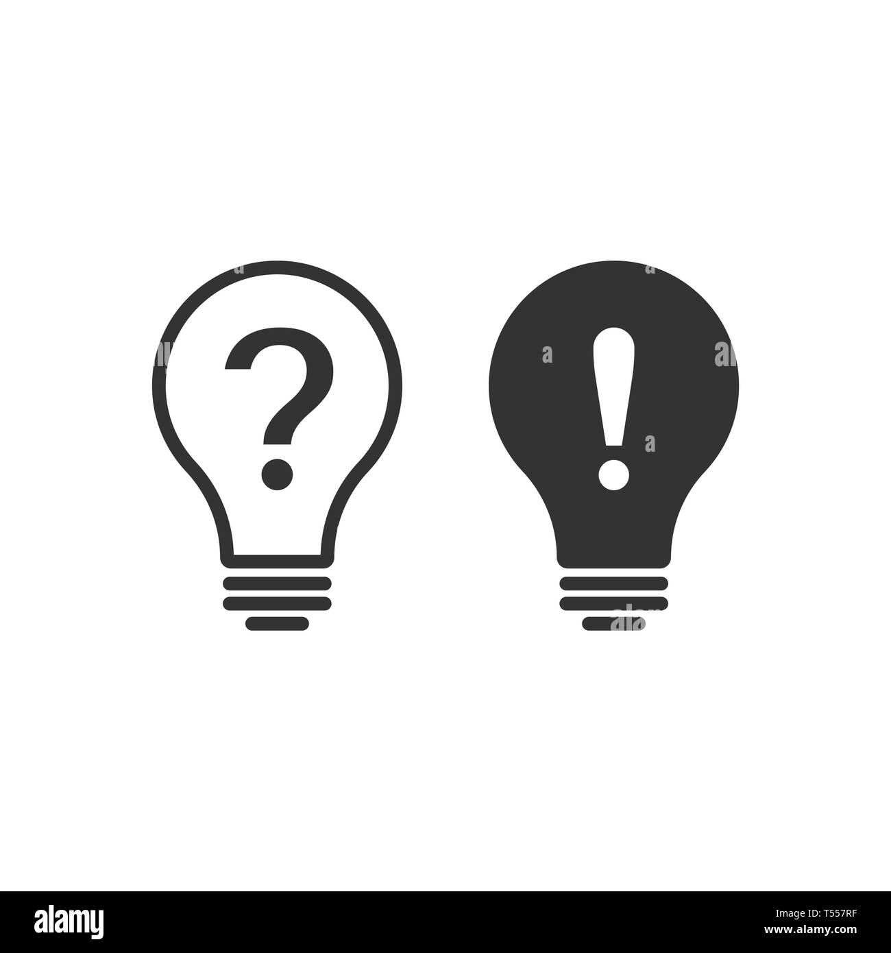 Problem solution icon in flat style. Light bulb idea vector ...