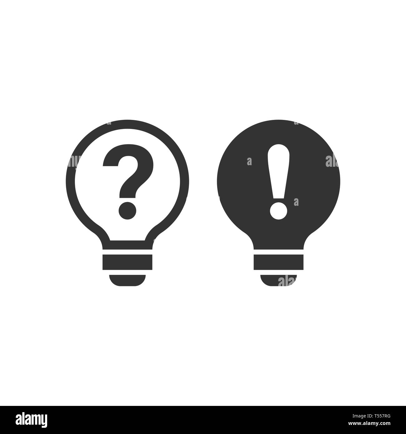 Problem solution icon in flat style. Light bulb idea vector ...