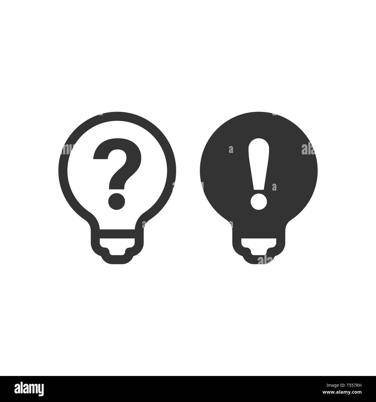 Problem solution icon in flat style. Light bulb idea vector ...