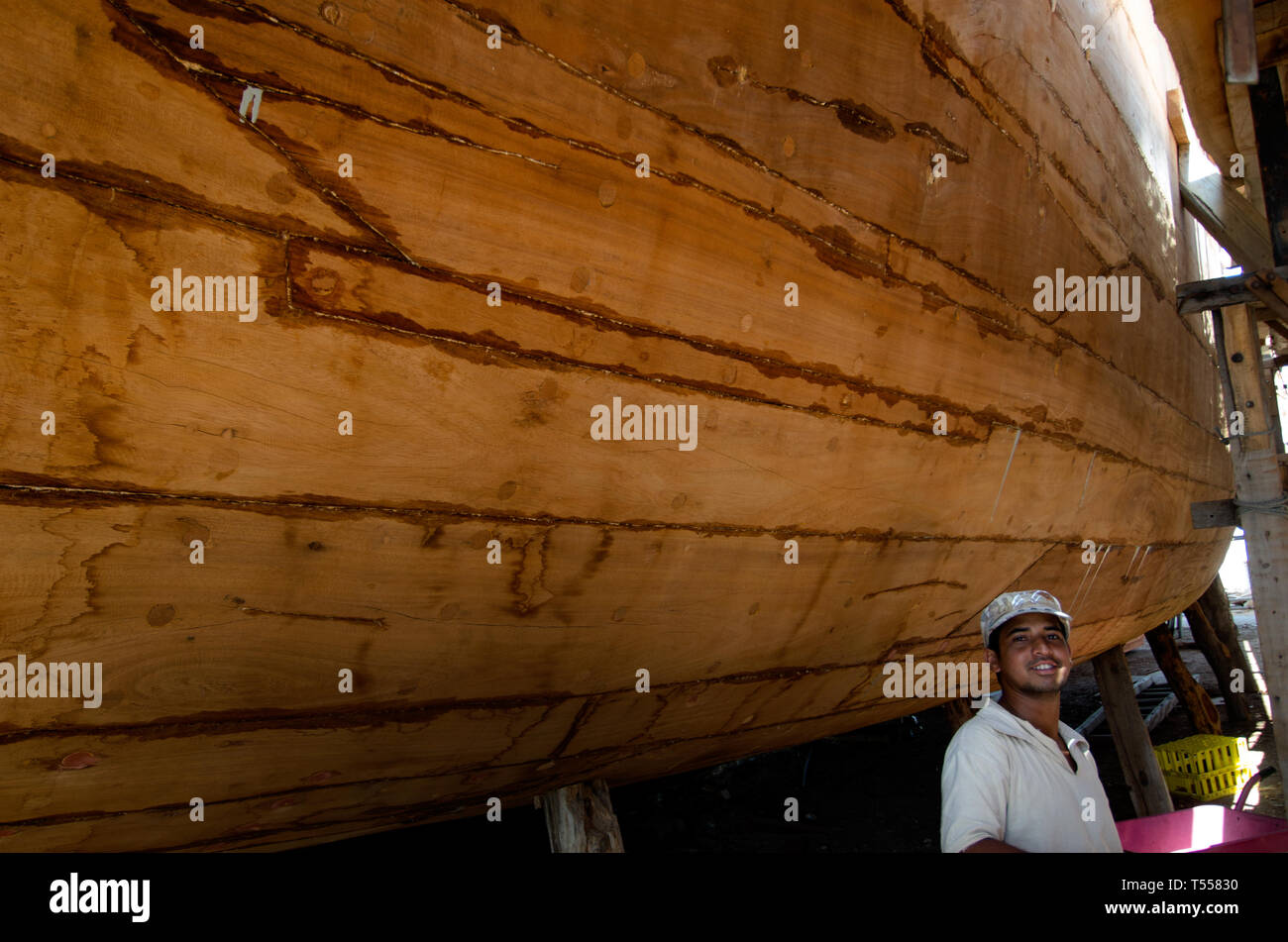 Omani Dhow-building carried out using traditional methods and materials ...
