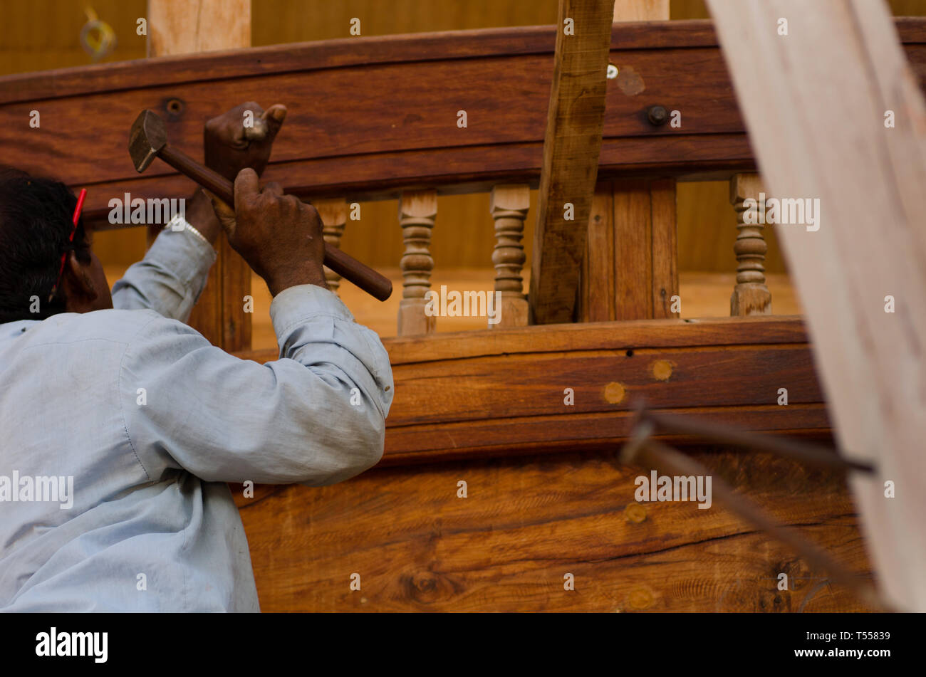 Omani Dhow-building carried out using traditional methods and materials ...