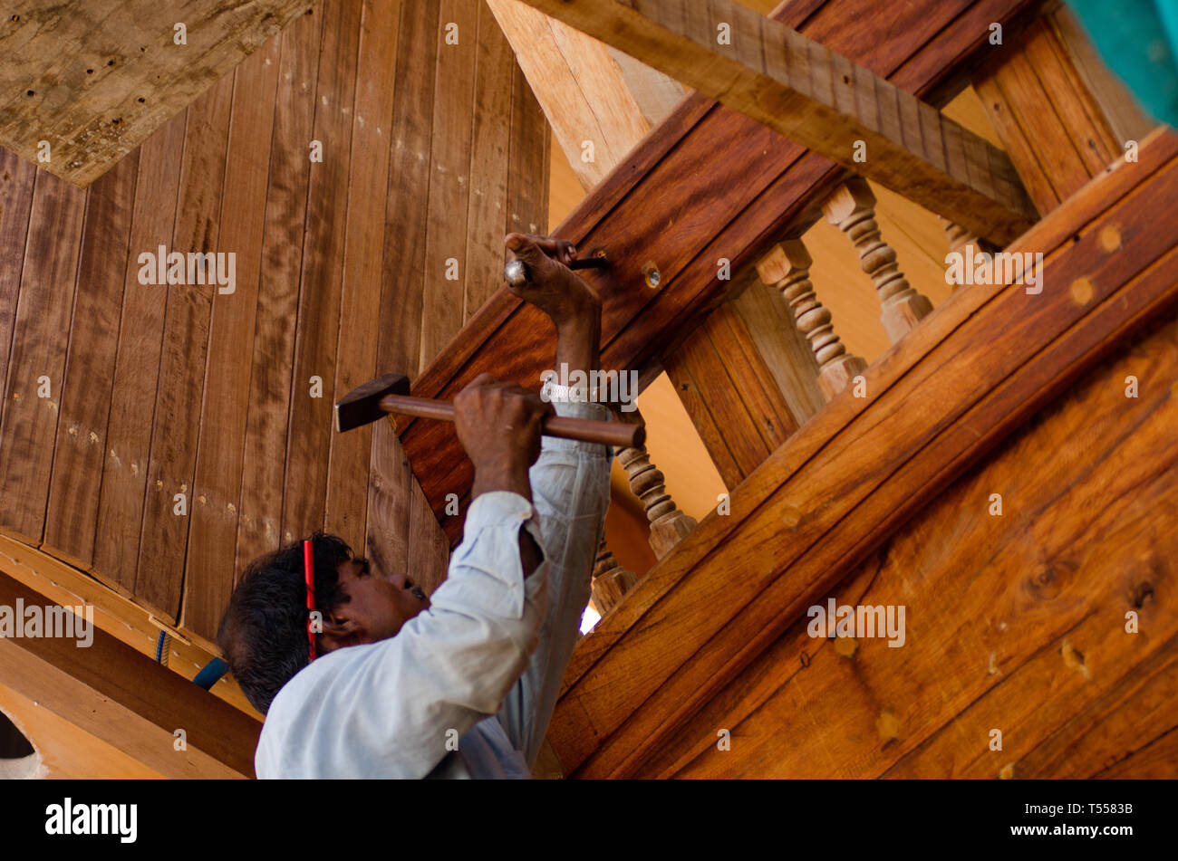 Omani Dhow-building carried out using traditional methods and materials ...