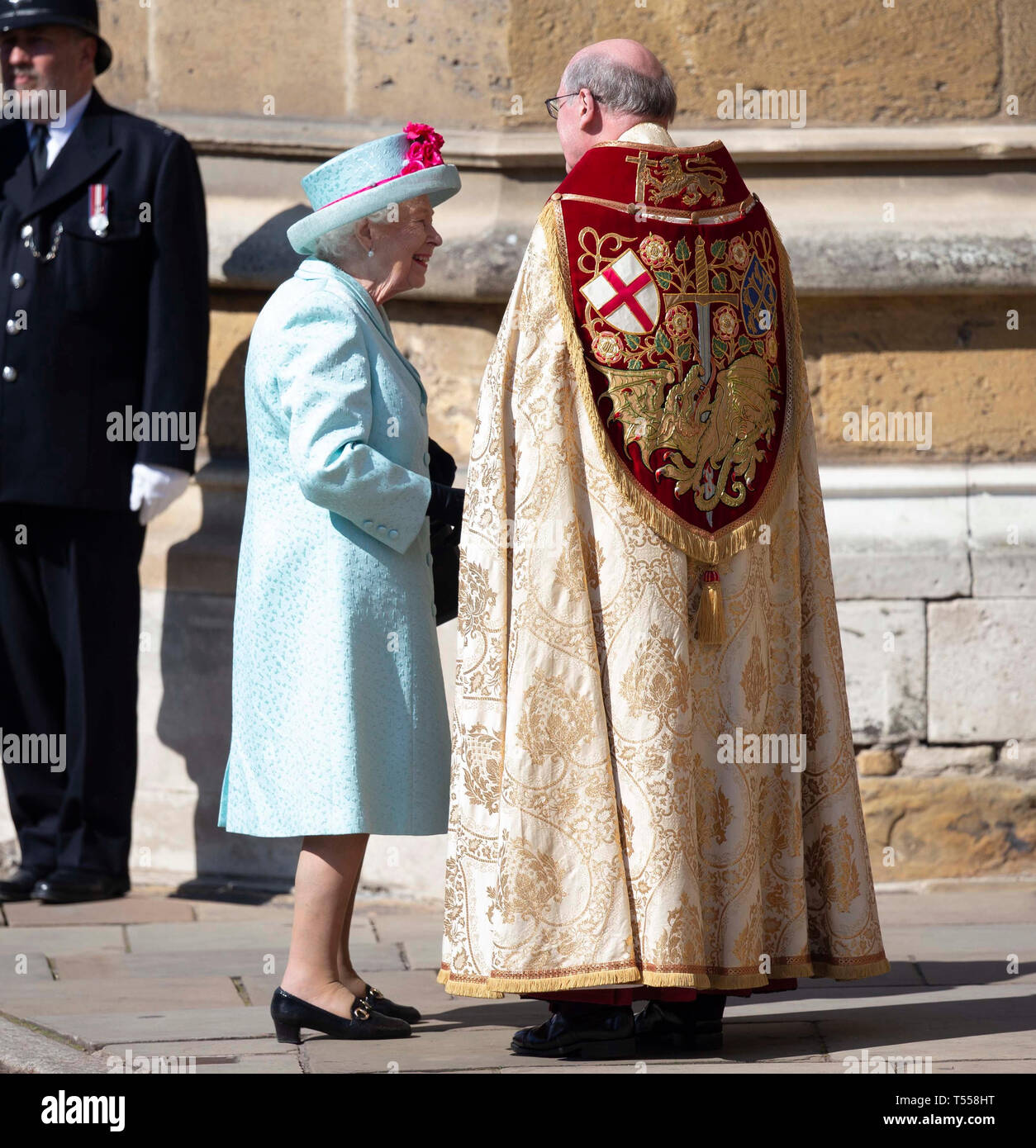 Queen Elizabeth II arrives for the Easter Mattins Service at St George ...