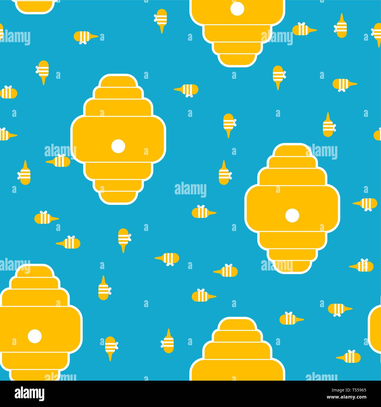 Beehive and bees pattern seamless. Home for bee cartoon style ...
