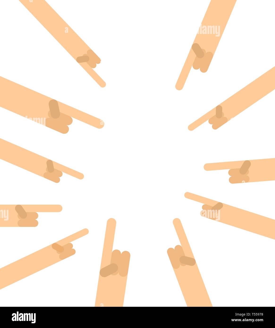 Many hands pointing with their finger. To point with finger Stock ...