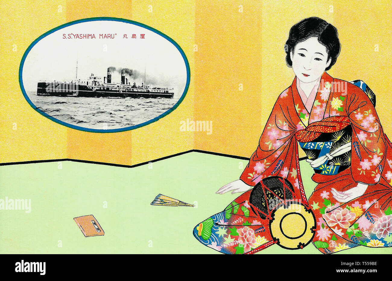 Early Japanese postcard image with naval or Military insets Stock Photo ...
