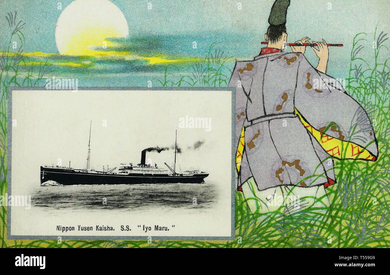 Early Japanese postcard image with naval or Military insets Stock Photo ...