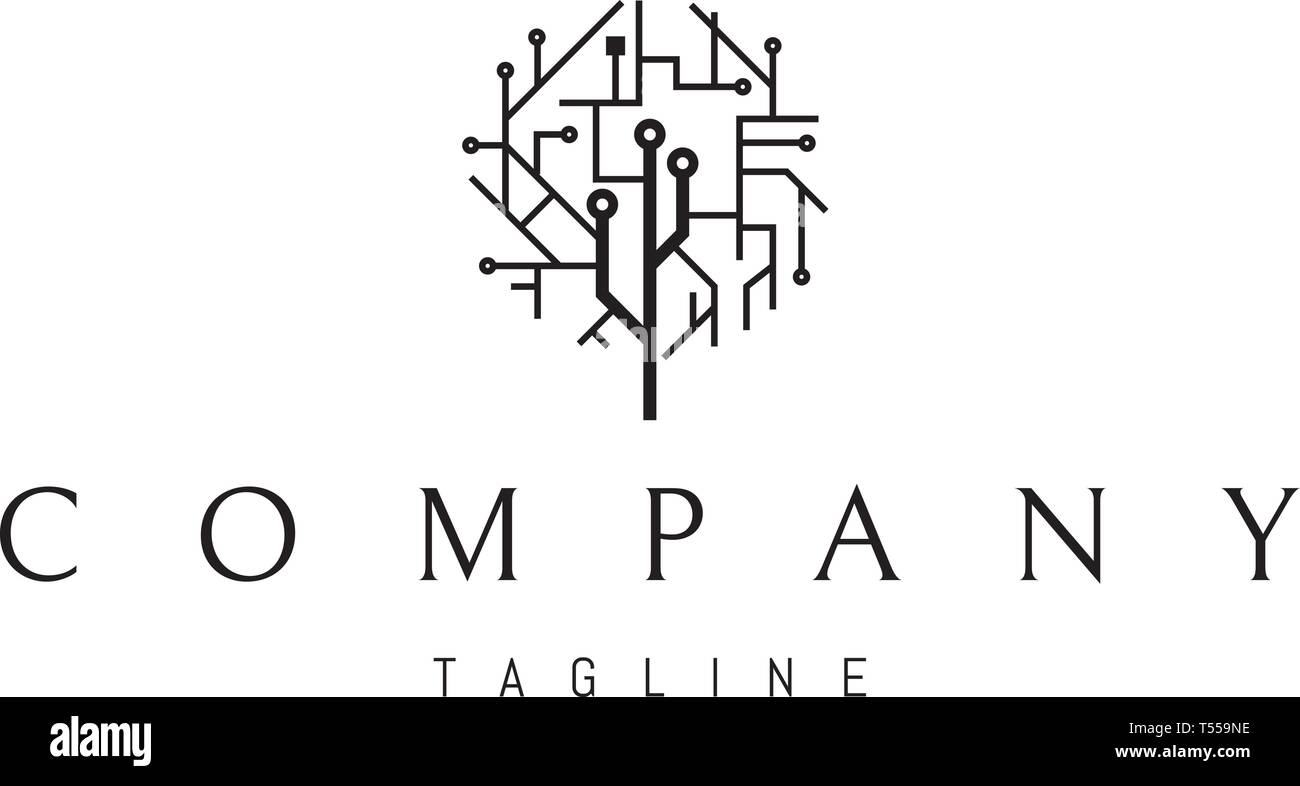 Tech Tree Abstract Black vector logo design Stock Vector Image & Art ...