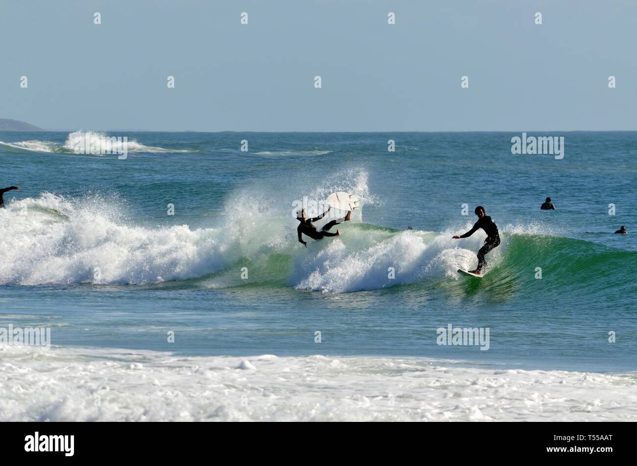 Surfing on Devil`s Beach, Uruguay Stock Photo - Alamy