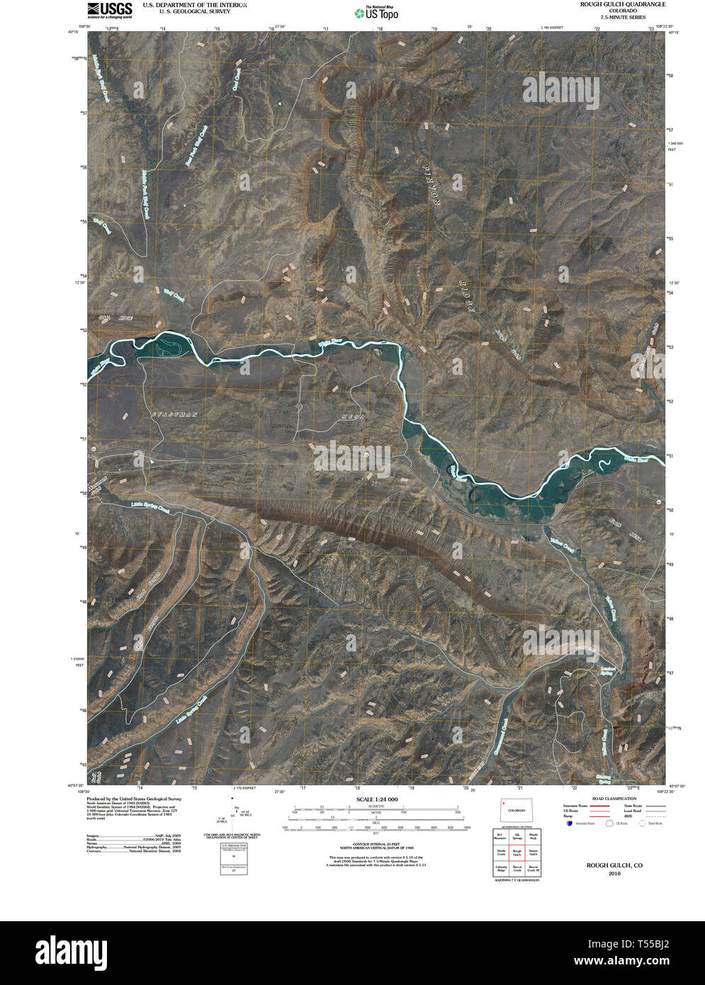 USGS TOPO Map Colorado CO Rough Gulch 20100901 TM Restoration Stock ...