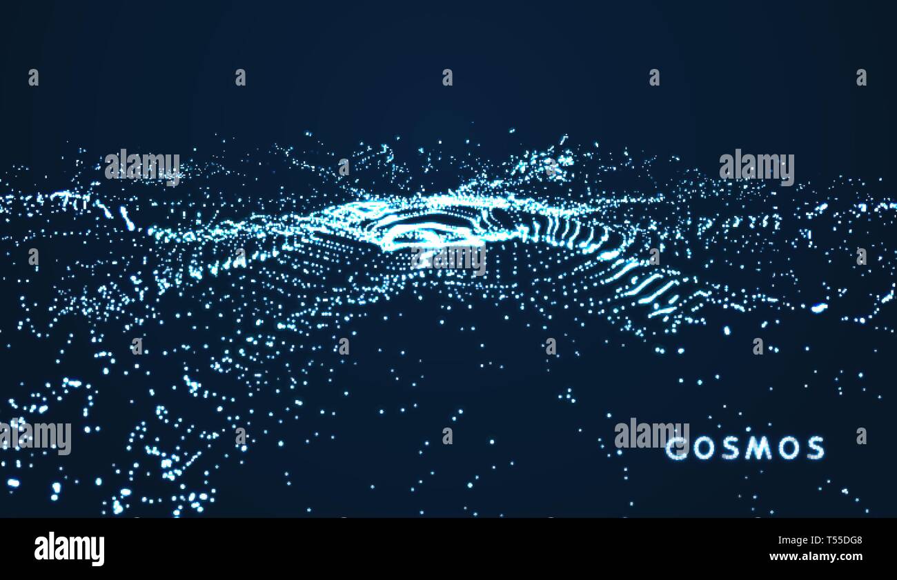 Array with Dynamic Particles. 3D Technology Style. Abstract Background ...