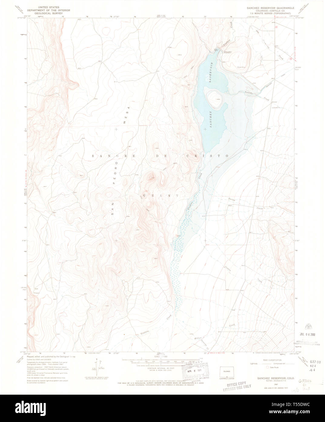 USGS TOPO Map Colorado CO Sanchez Reservoir 451120 1967 24000 ...
