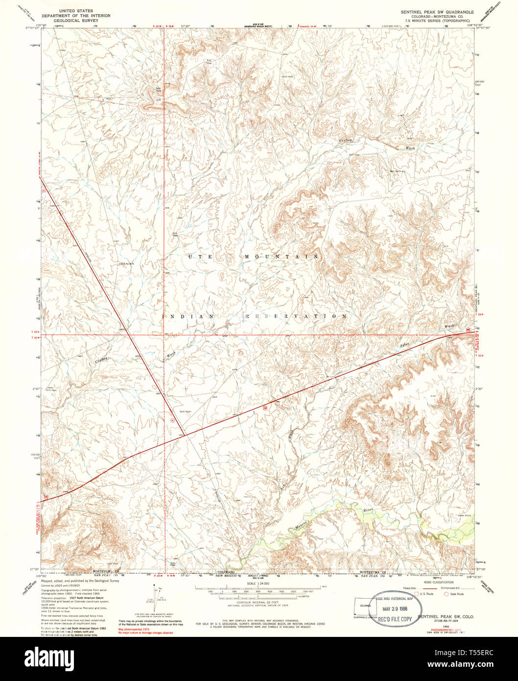 USGS TOPO Map Colorado CO Sentinel Peak SW 234384 1966 24000 ...