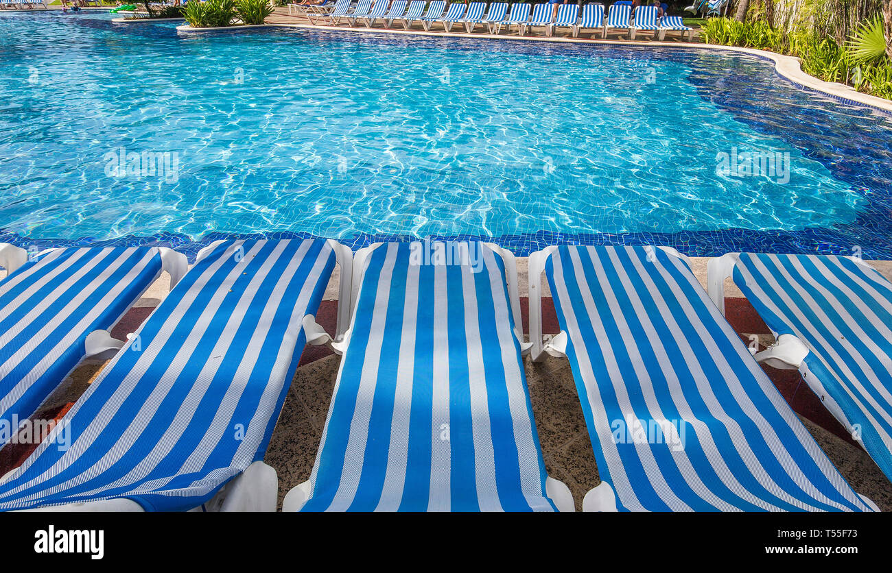 blue Swimming pool in Cancun, Riviera Maya, Mexico Stock Photo - Alamy
