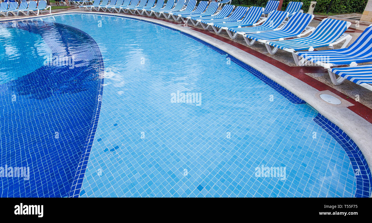 blue Swimming pool in Cancun, Riviera Maya, Mexico Stock Photo - Alamy