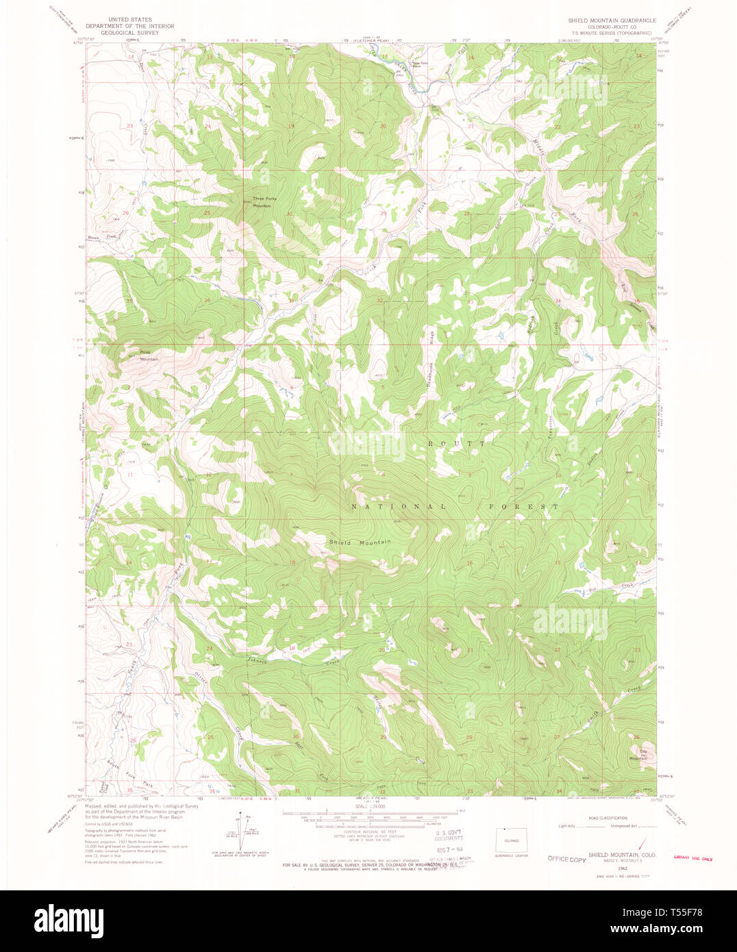 USGS TOPO Map Colorado CO Shield Mountain 451072 1962 24000 Restoration ...