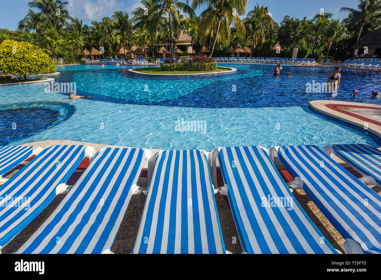 blue Swimming pool in Cancun, Riviera Maya, Mexico Stock Photo - Alamy