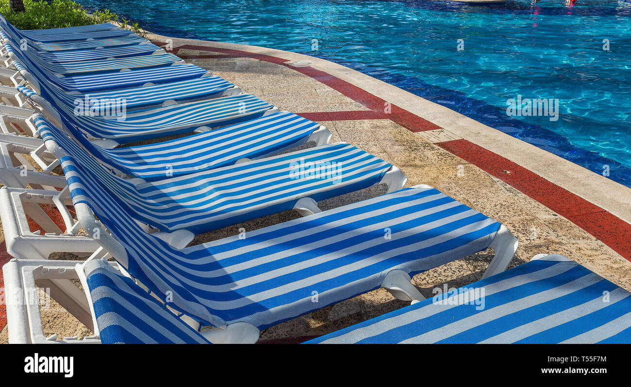 blue Swimming pool in Cancun, Riviera Maya, Mexico Stock Photo - Alamy