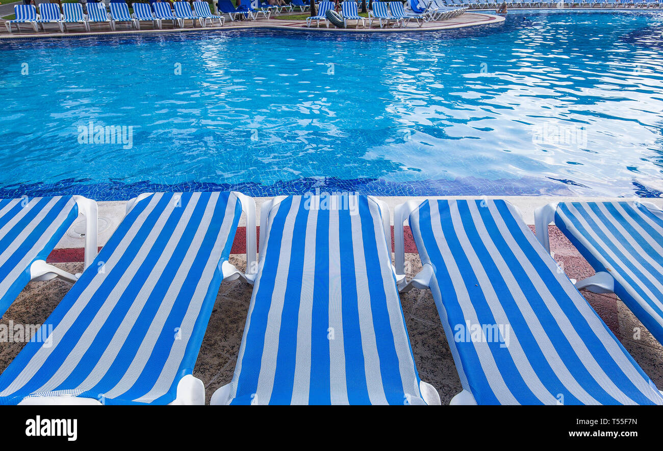 blue Swimming pool in Cancun, Riviera Maya, Mexico Stock Photo - Alamy