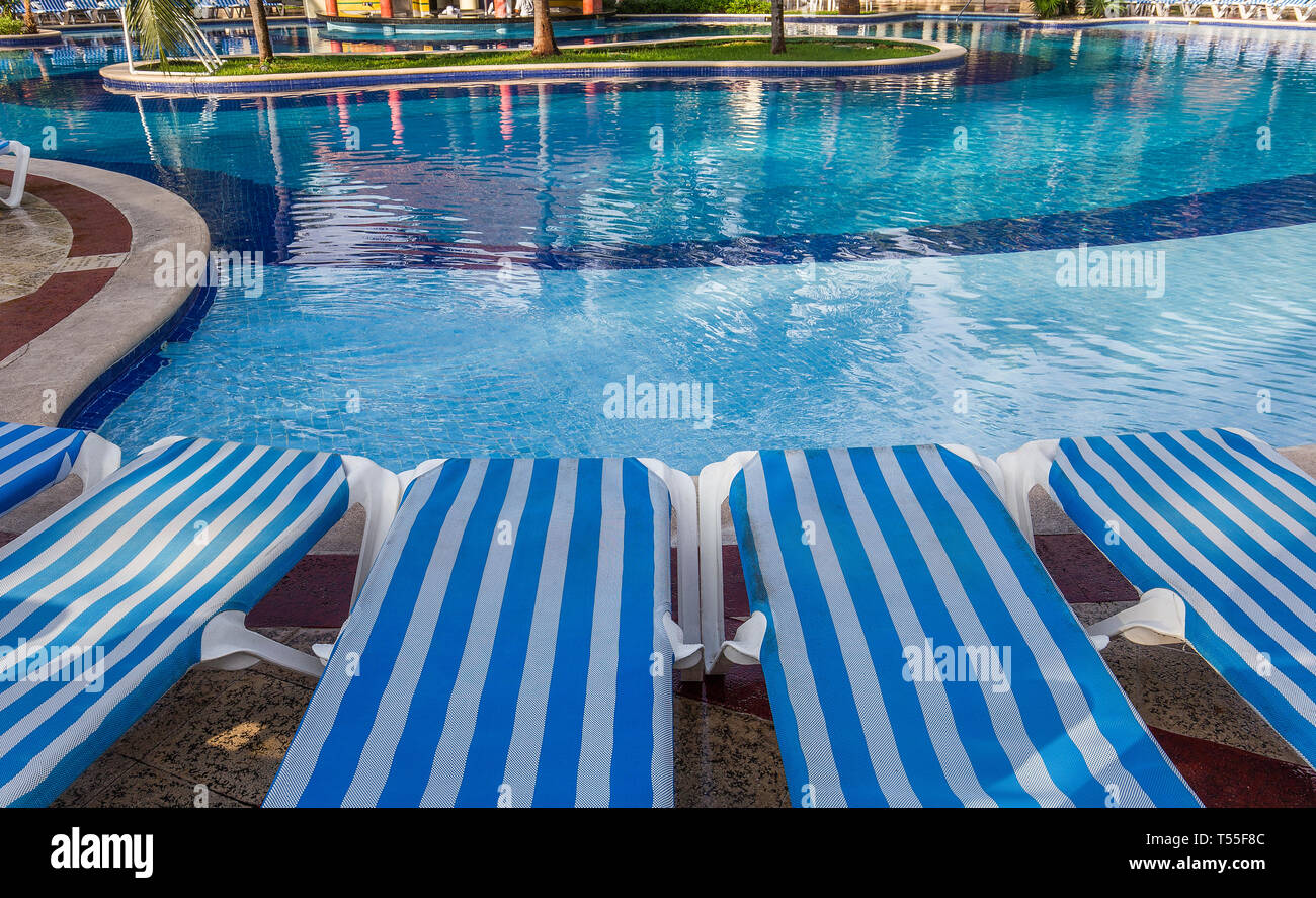 blue Swimming pool in Cancun, Riviera Maya, Mexico Stock Photo - Alamy