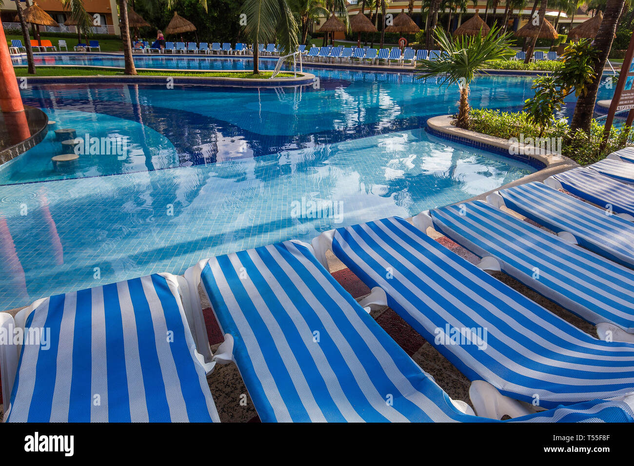 blue Swimming pool in Cancun, Riviera Maya, Mexico Stock Photo - Alamy