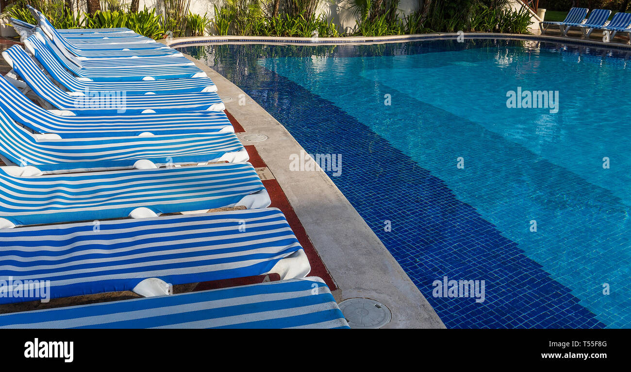 blue Swimming pool in Cancun, Riviera Maya, Mexico Stock Photo - Alamy