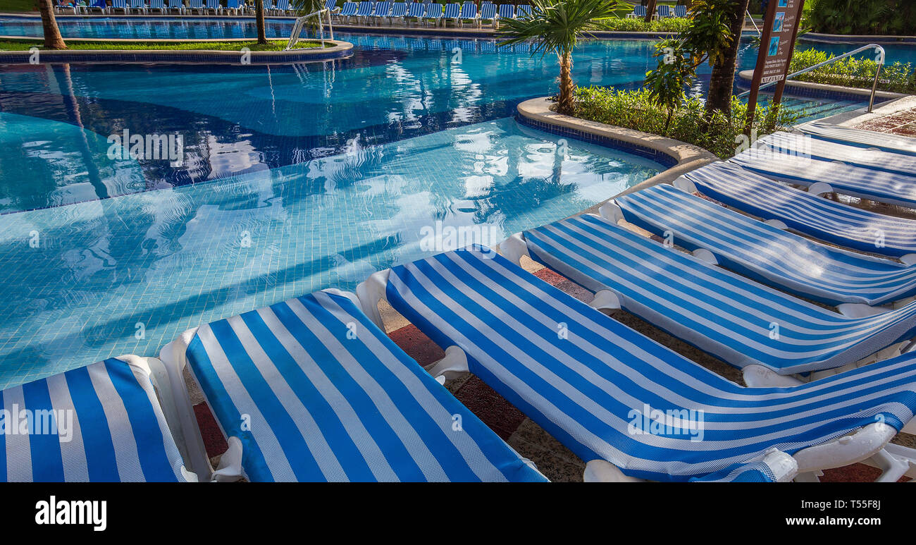 blue Swimming pool in Cancun, Riviera Maya, Mexico Stock Photo - Alamy