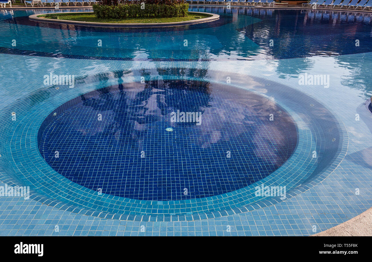 blue Swimming pool in Cancun, Riviera Maya, Mexico Stock Photo - Alamy