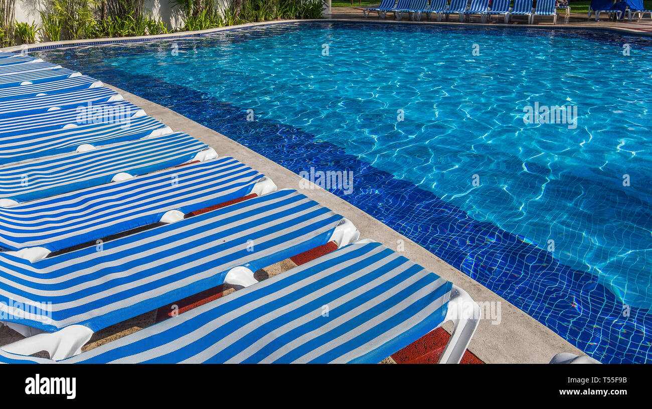 blue Swimming pool in Cancun, Riviera Maya, Mexico Stock Photo - Alamy