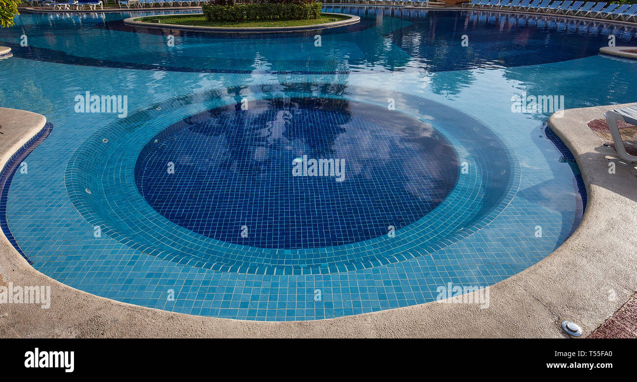 blue Swimming pool in Cancun, Riviera Maya, Mexico Stock Photo - Alamy