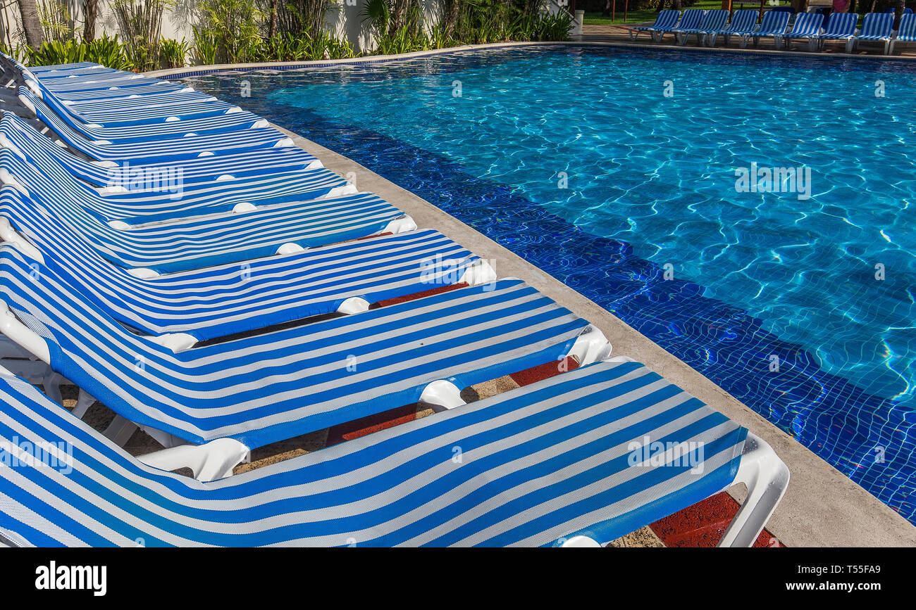 blue Swimming pool in Cancun, Riviera Maya, Mexico Stock Photo - Alamy