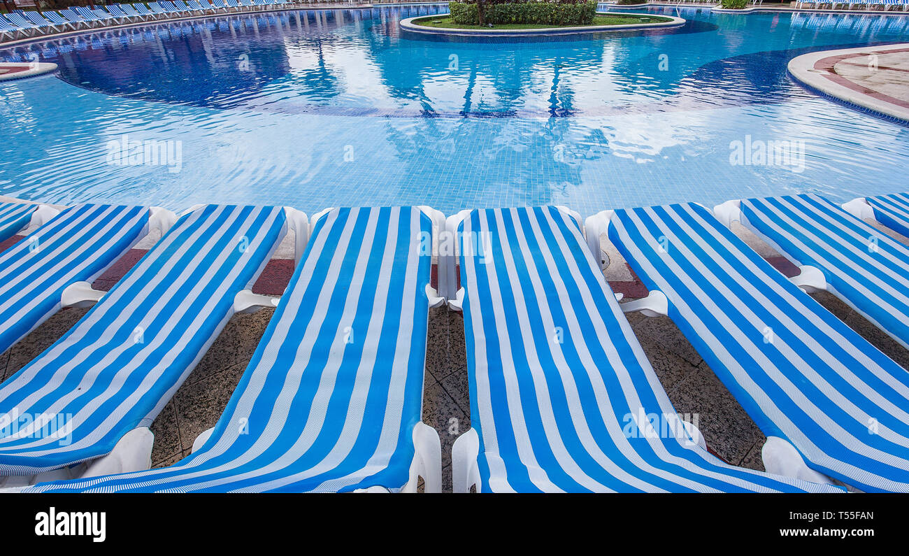 blue Swimming pool in Cancun, Riviera Maya, Mexico Stock Photo - Alamy