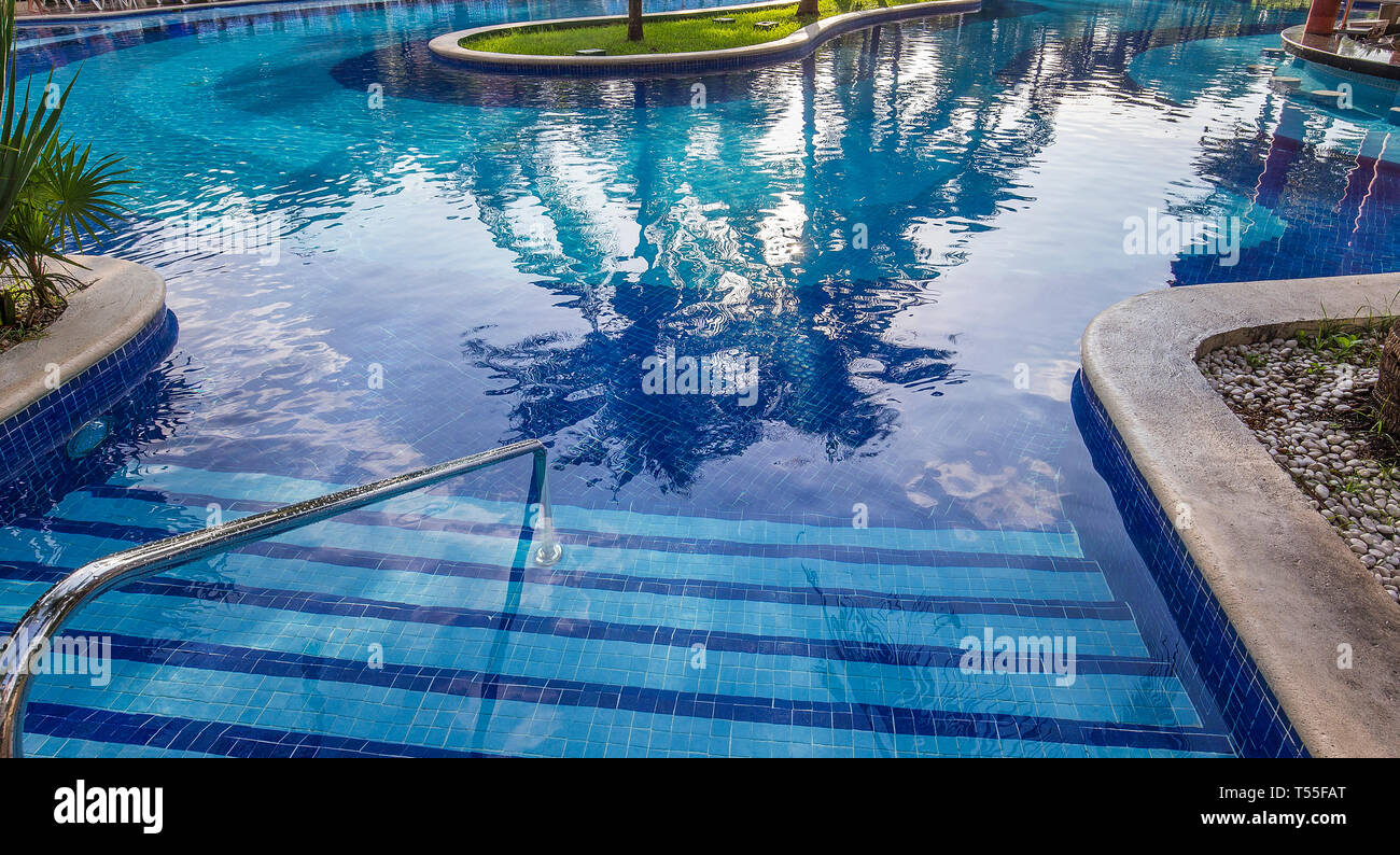 blue Swimming pool in Cancun, Riviera Maya, Mexico Stock Photo - Alamy