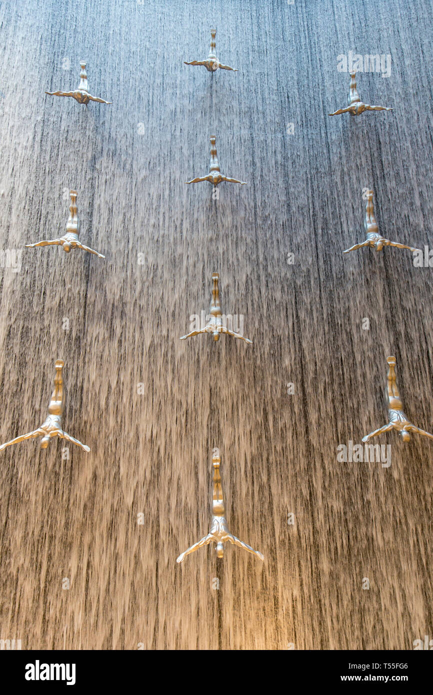 UAE, Dubai, Dubai Mall, detail of Human Waterfall Sculpture Stock Photo ...