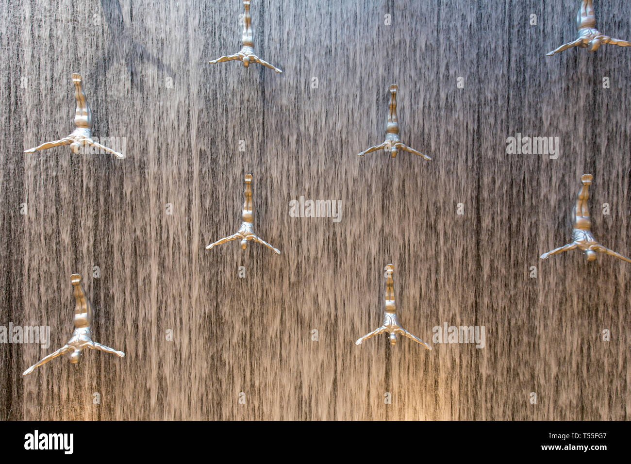 UAE, Dubai, Dubai Mall, detail of Human Waterfall Sculpture Stock Photo ...
