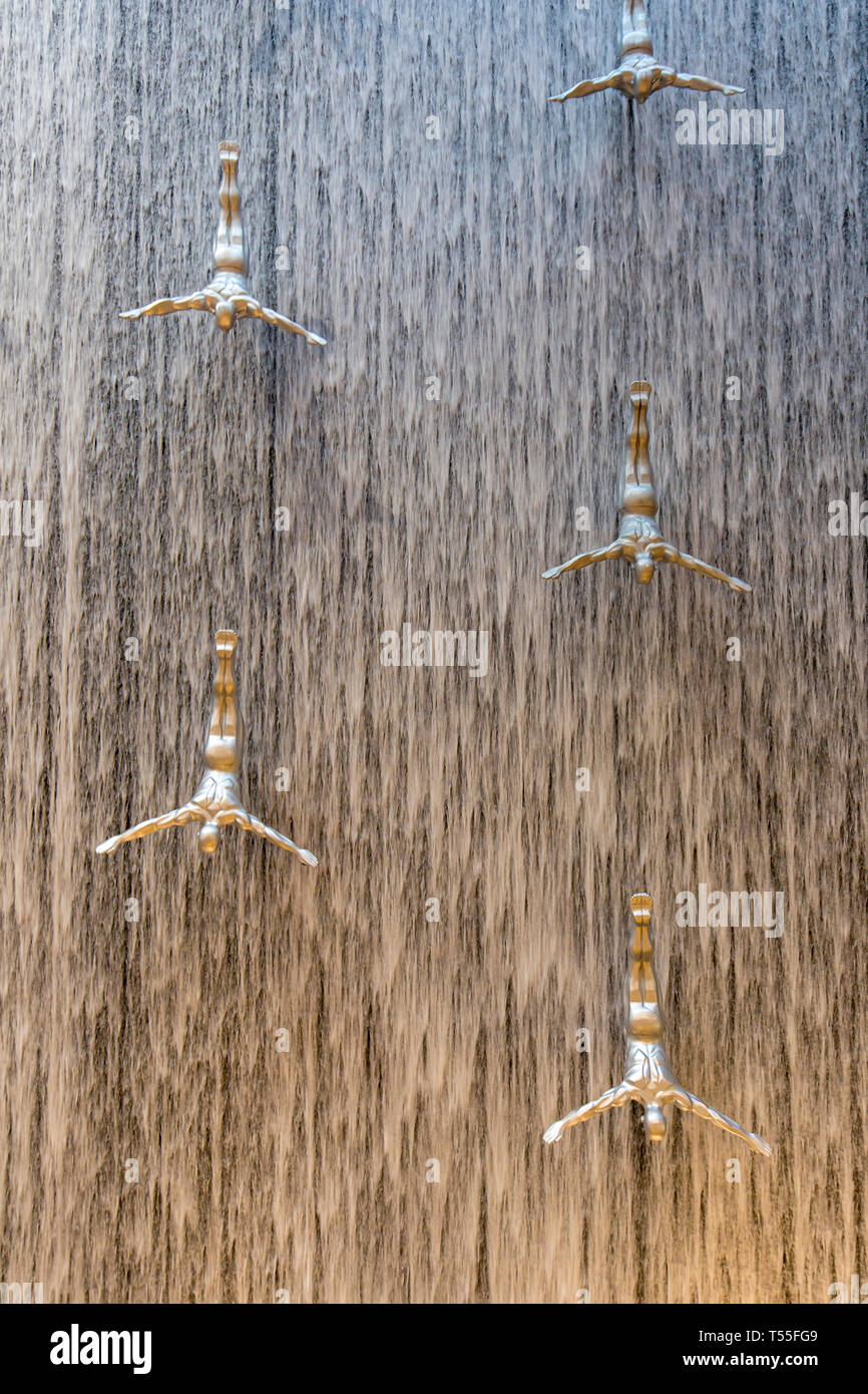 UAE, Dubai, Dubai Mall, detail of Human Waterfall Sculpture Stock Photo ...