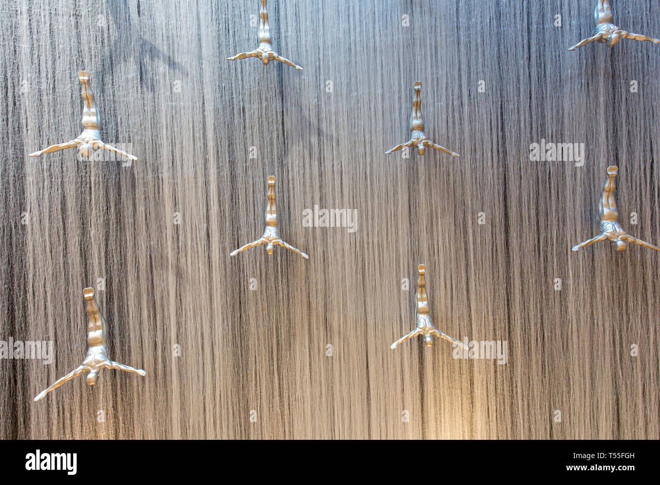 UAE, Dubai, Dubai Mall, detail of Human Waterfall Sculpture Stock Photo ...