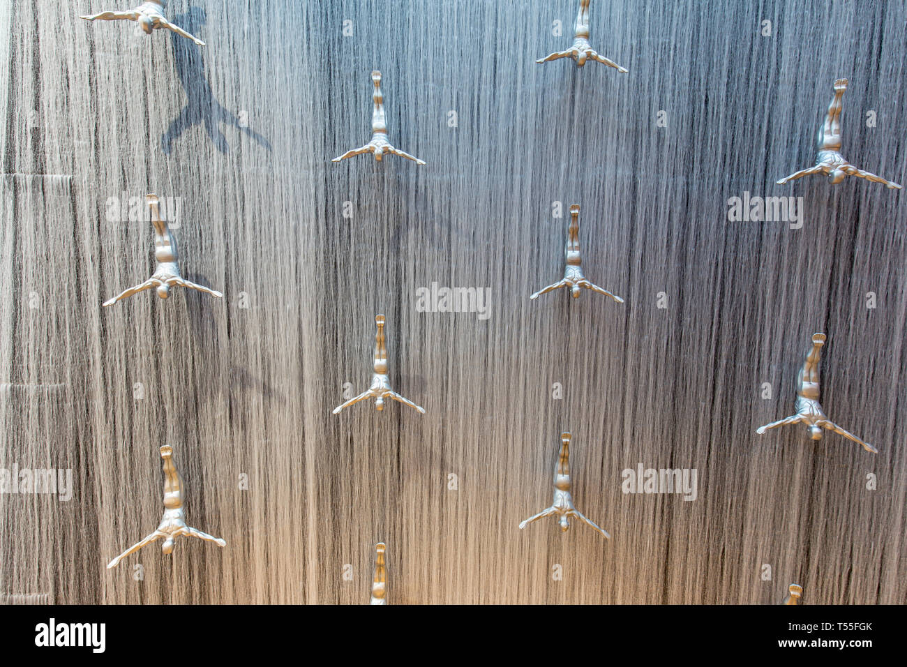 UAE, Dubai, Dubai Mall, detail of Human Waterfall Sculpture Stock Photo ...