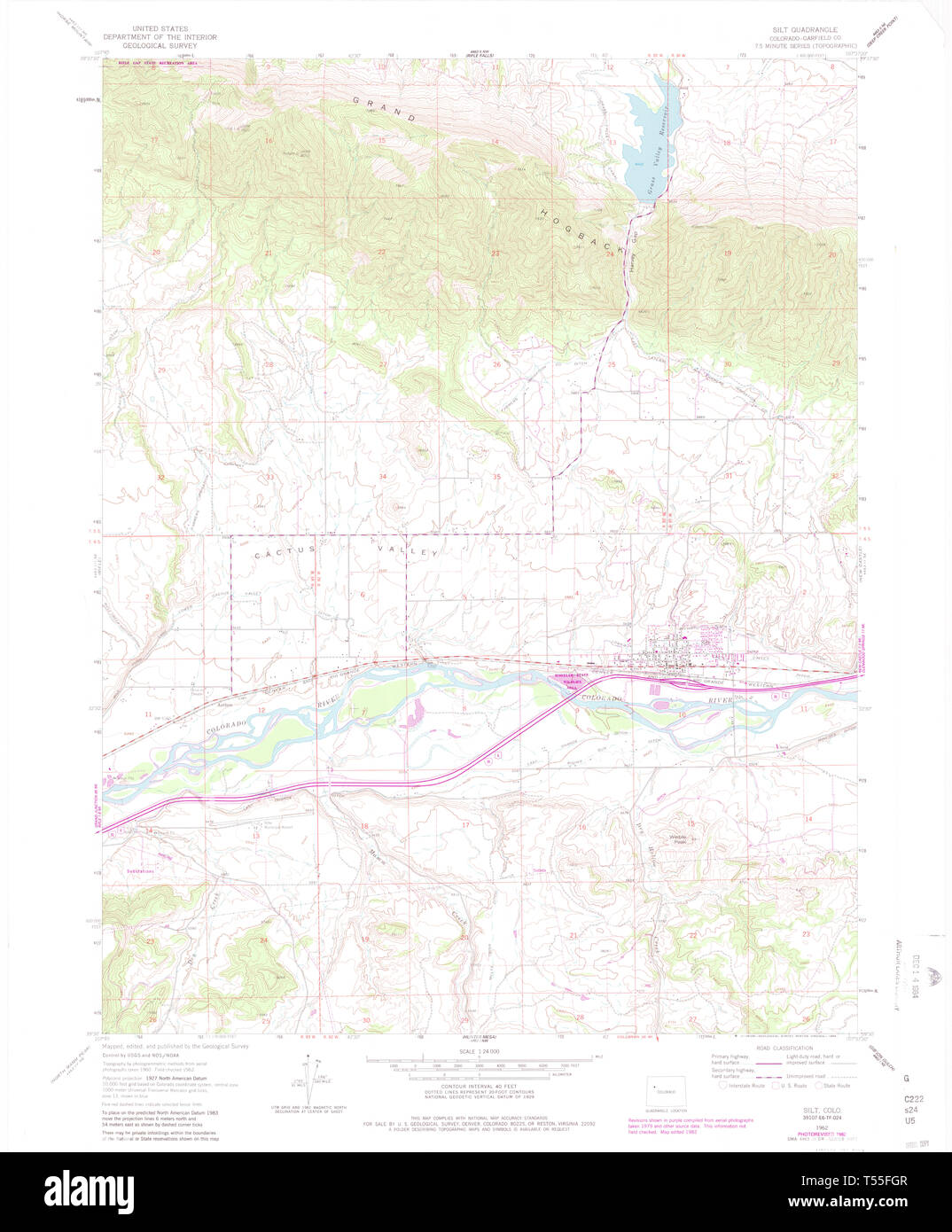 USGS TOPO Map Colorado CO Silt 451005 1962 24000 Restoration Stock ...