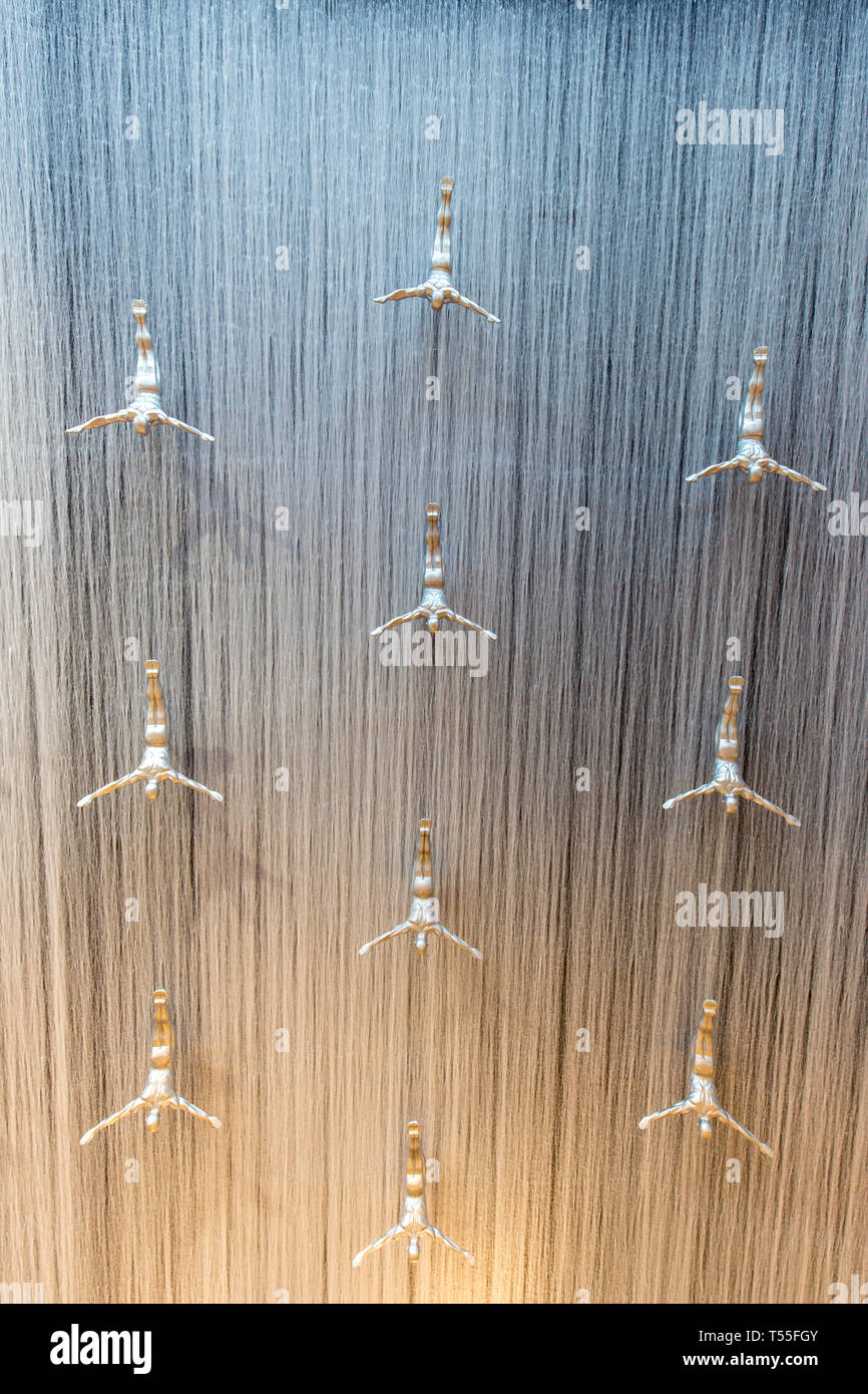 UAE, Dubai, Dubai Mall, detail of Human Waterfall Sculpture Stock Photo ...