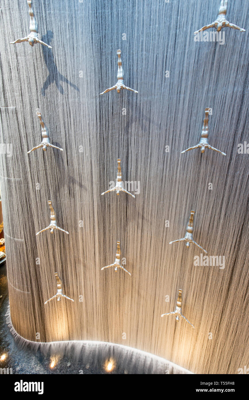 UAE, Dubai, Dubai Mall, detail of Human Waterfall Sculpture Stock Photo ...