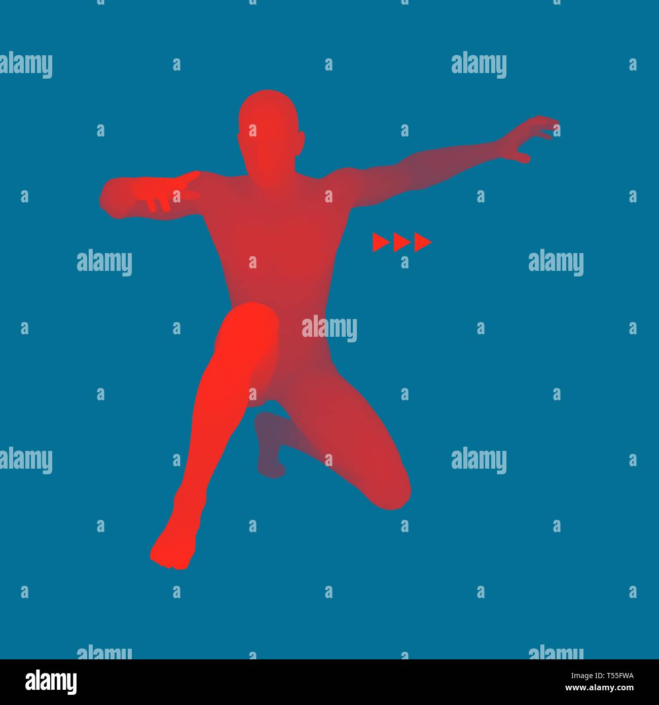 Fighter. Sports concept. 3D Model of Man. Human Body. Sport Symbol ...